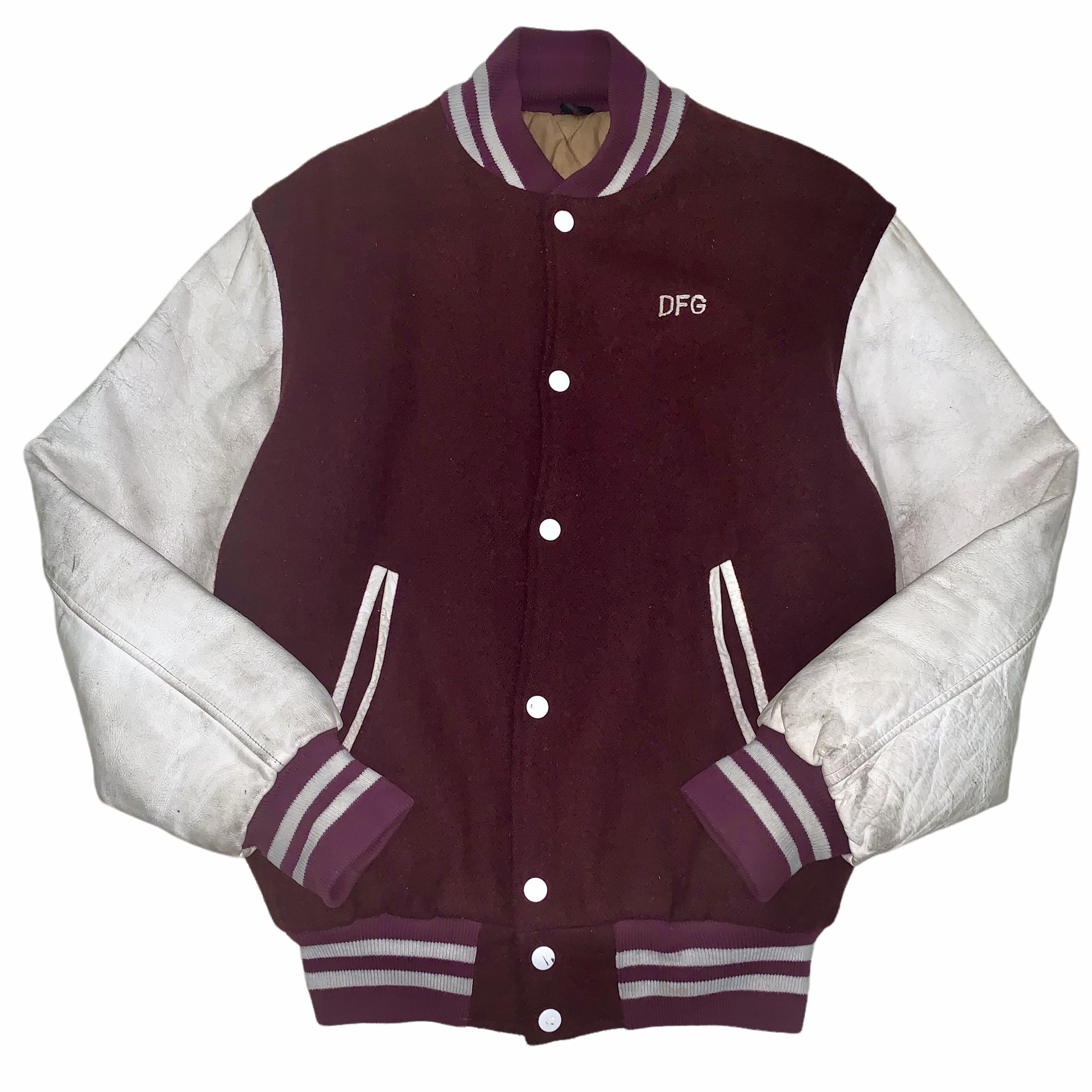 Vintage Varsity Leather Jacket Design Kulit Maroon, Men's Fashion ...