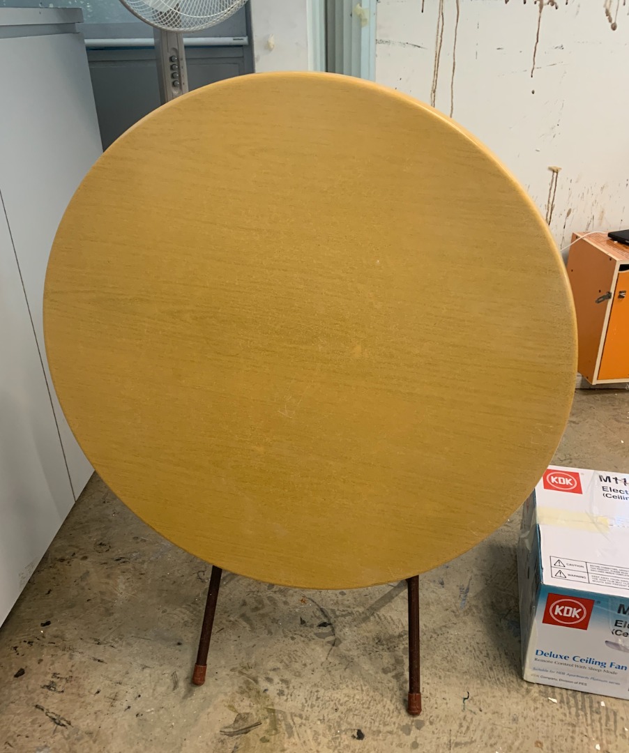 Vintage round wooden table (foldable) (70cm diameter), Furniture & Home ...