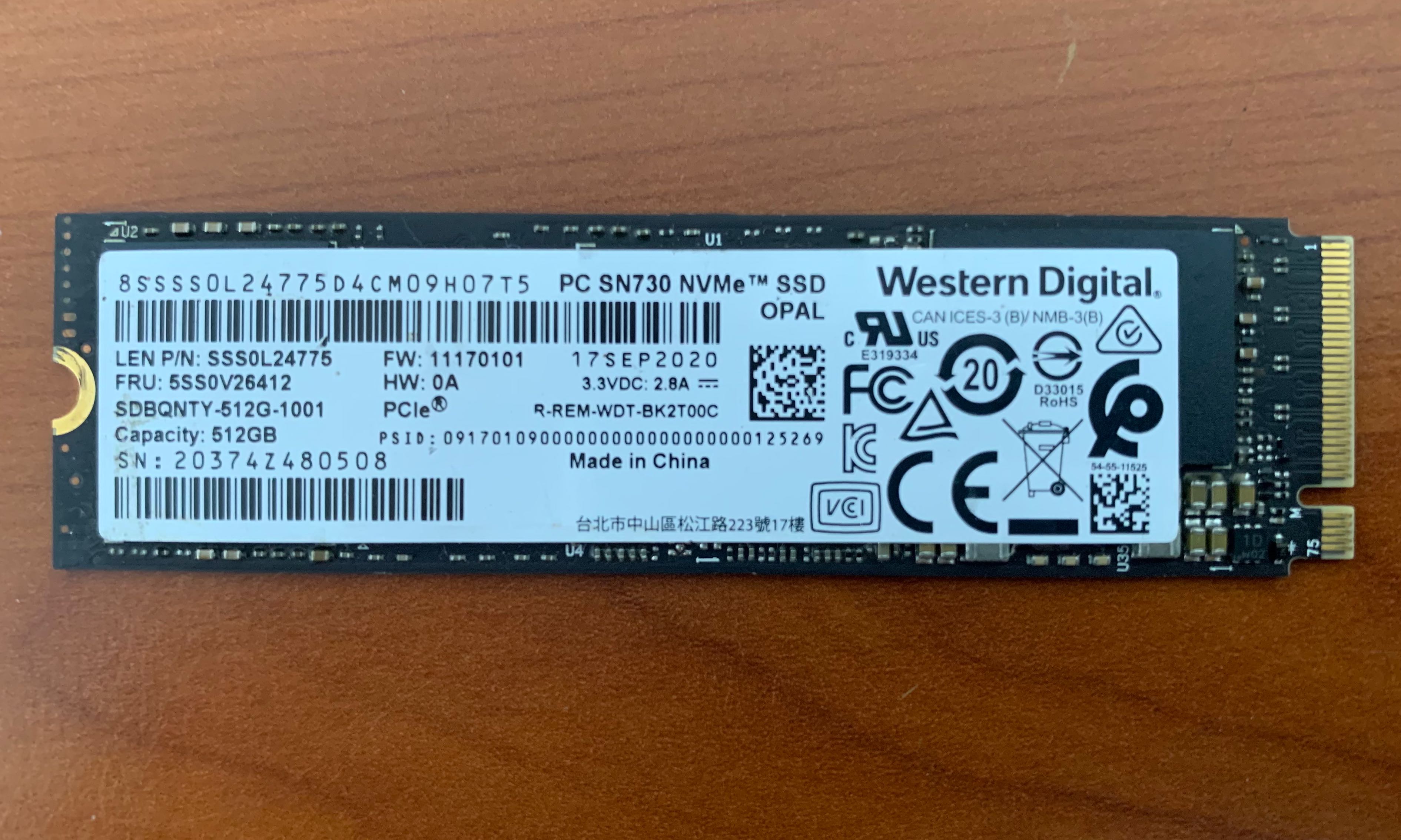 WDC PC SN730 NVMe SSD 512GB (Health 100%), Computers & Tech, Parts ...