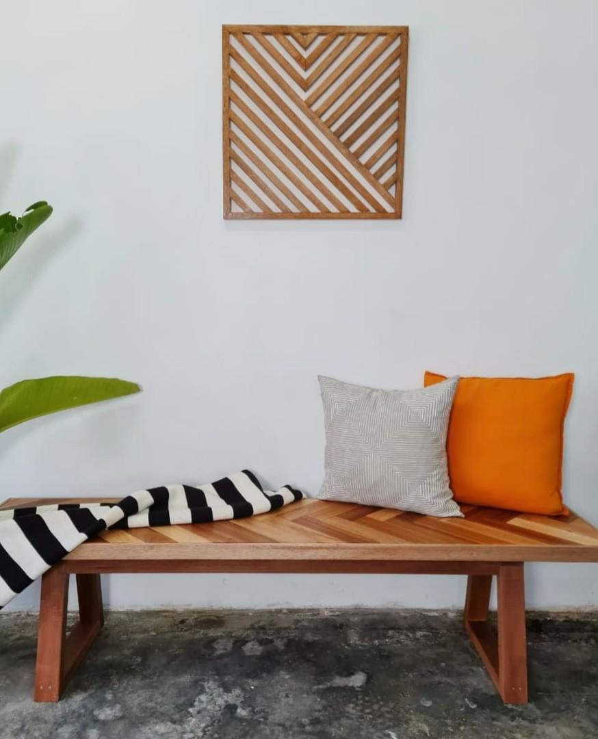 6ft Wooden Bench (Solid Wood - Herringbone Design) / Bangku Panjang ...