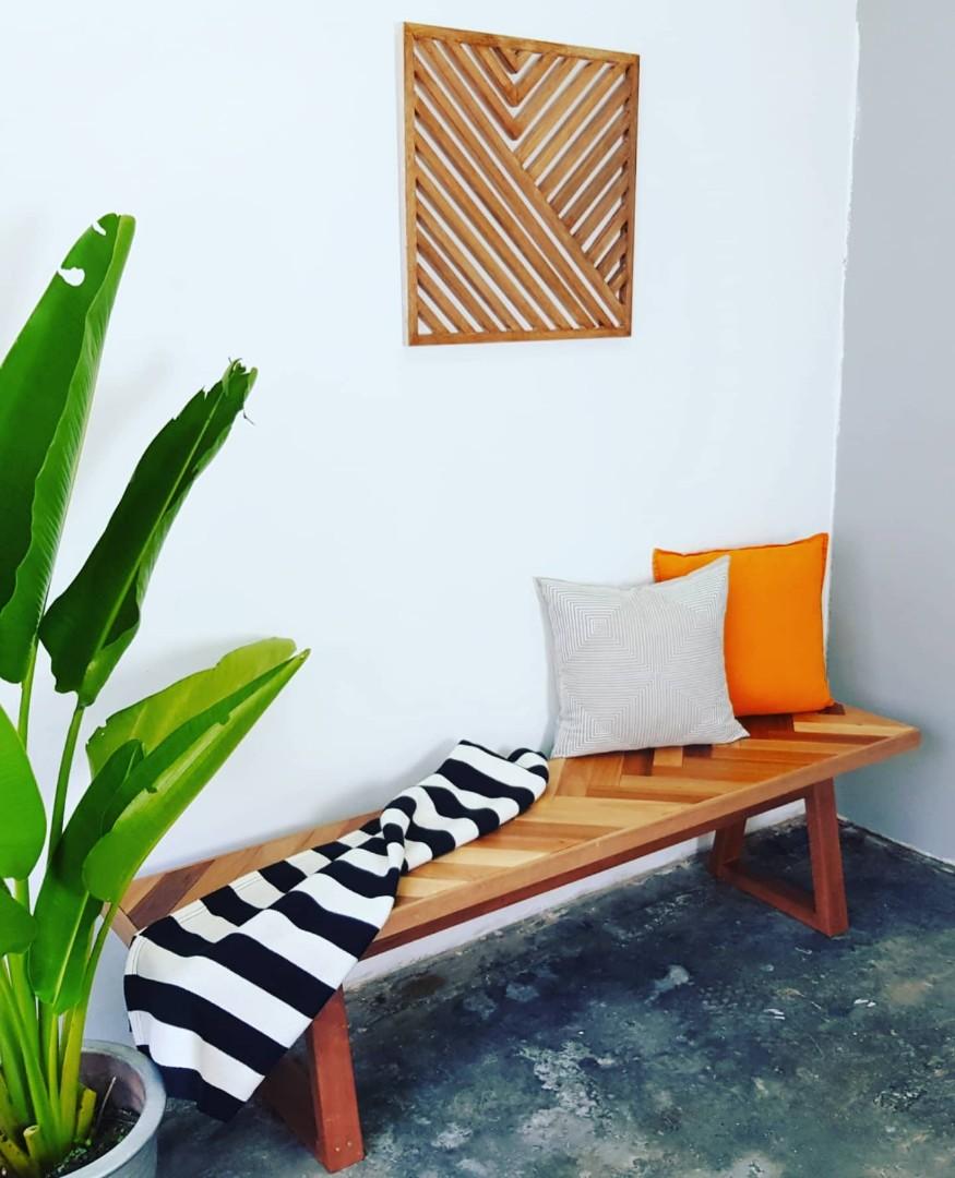 6ft Wooden Bench (Solid Wood - Herringbone Design) / Bangku Panjang ...