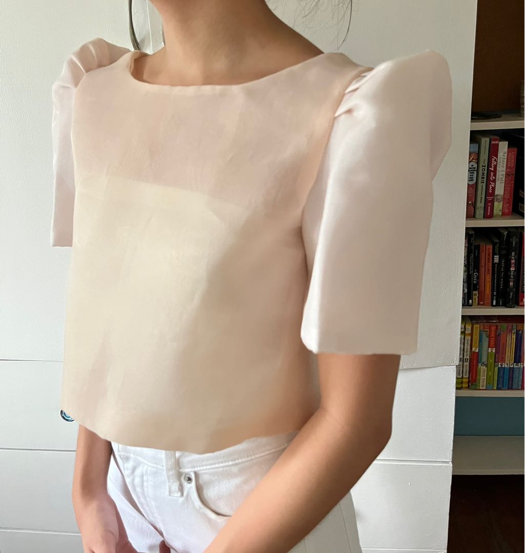 Beige Modern Filipiniana Top, Women's Fashion, Dresses & Sets ...