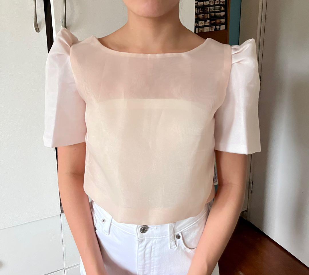 Beige Modern Filipiniana Top, Women's Fashion, Dresses & Sets ...