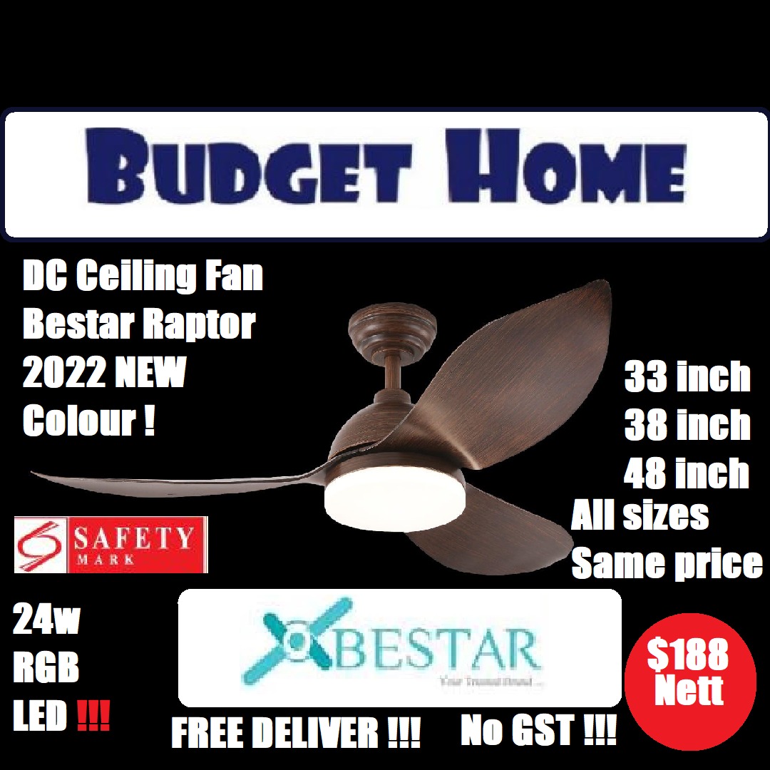 Bestar Raptor Dc motor 3 Blade Ceiling Fan with LED Light Kit and ...
