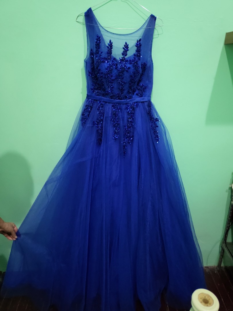 Blue ball gown / gaun pesta, Fesyen Wanita, Pakaian Wanita, Gaun & Rok ...
