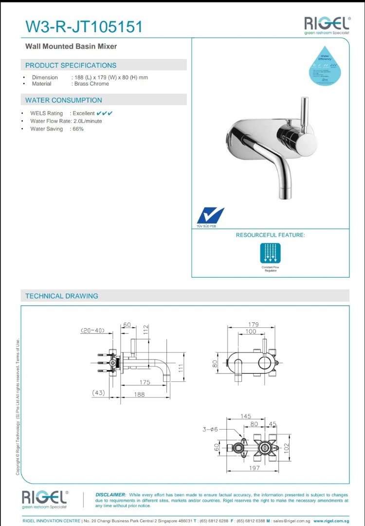 Brand new Rigel wash basin wall mount conceal mixer tap for bathroom ...