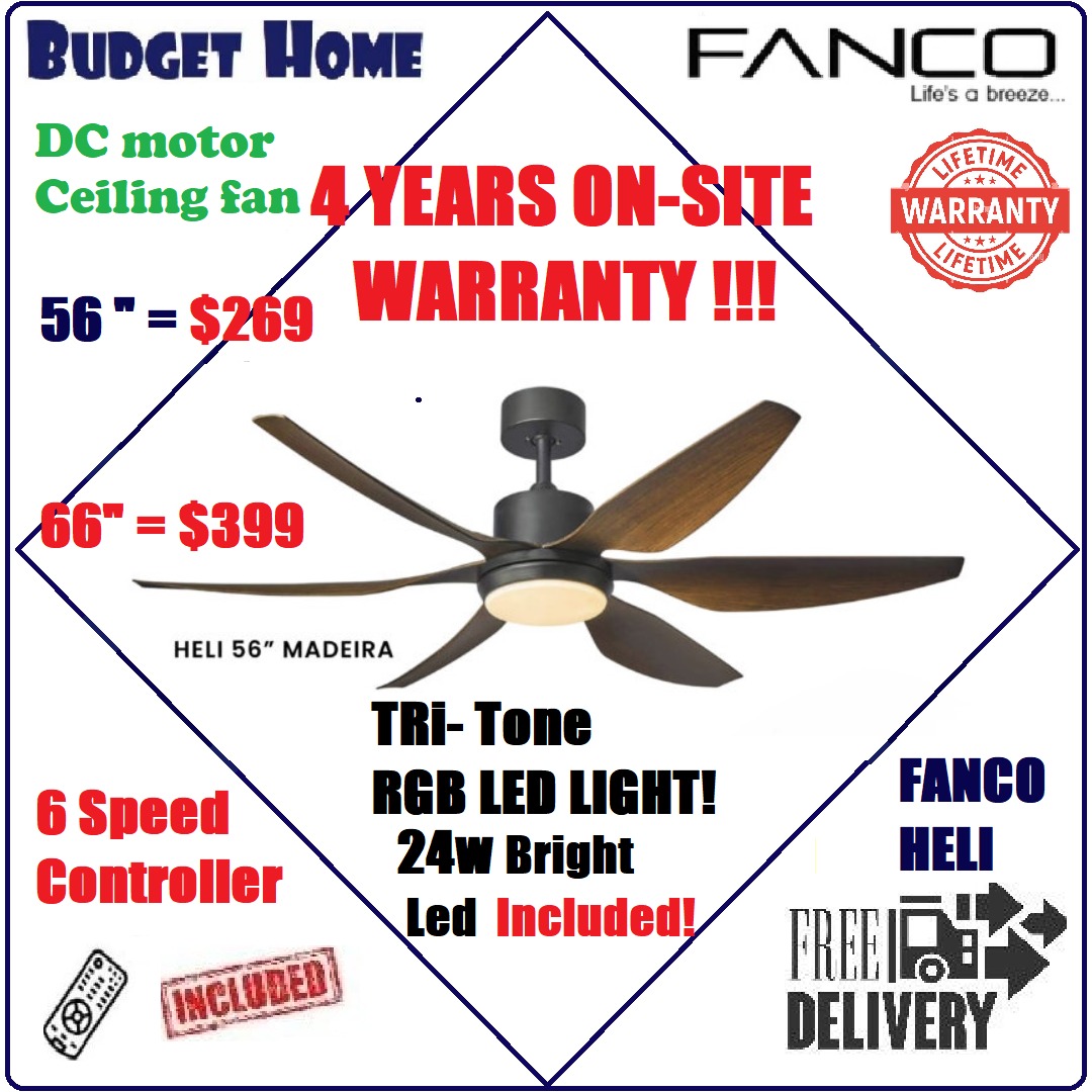 Fanco Dc Ceiling fan // Heli dc fan with led, Furniture & Home Living ...