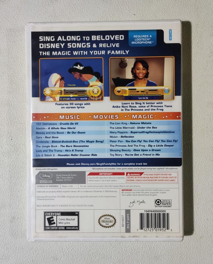 Disney Sing It: Family Hits - [WII Game] [NTSC / ENGLISH Language] [CIB ...