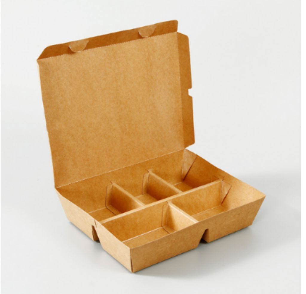 Disposable Kraft Food Bento Dabao Box (5 Compartments), Food & Drinks ...