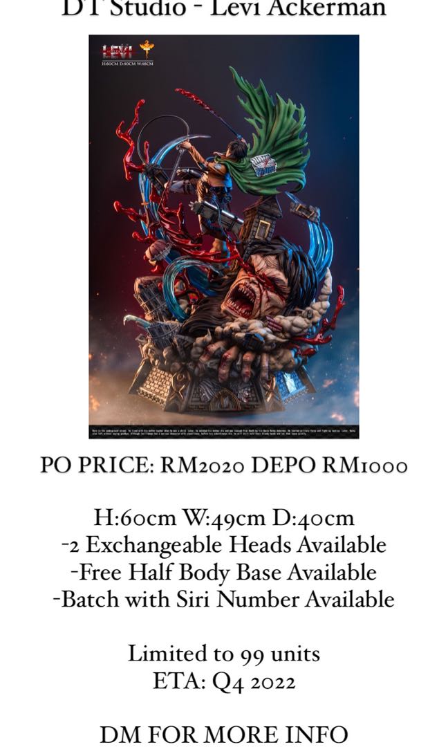 DT Studio - Levi Ackerman, Hobbies & Toys, Toys & Games on Carousell