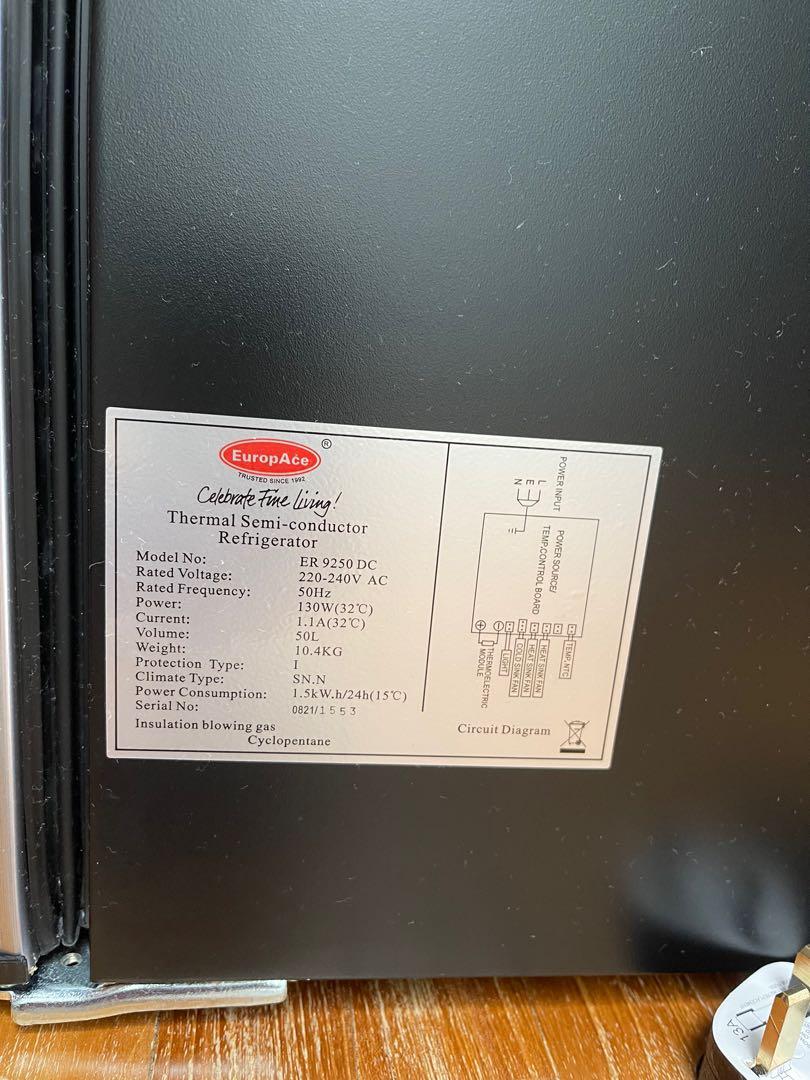 EuropAce ER 9250 50L Bar Fridge, Furniture & Home Living, Kitchenware ...