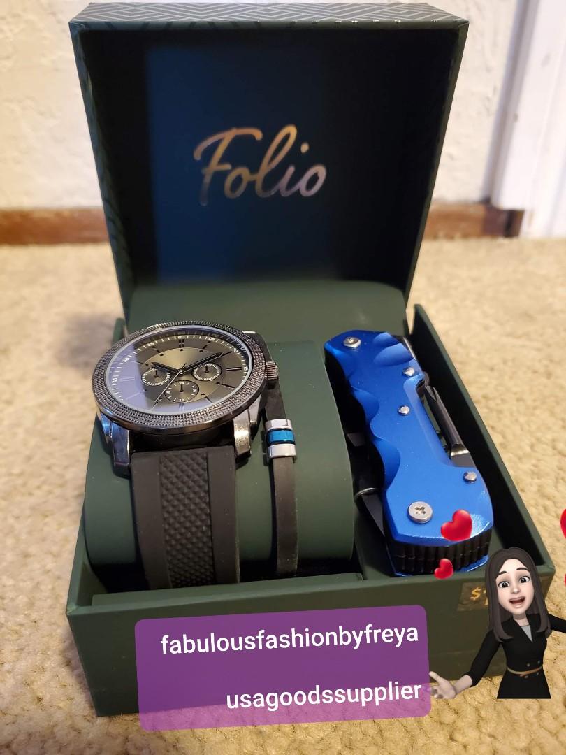 Folio watch gift set men from u.s.a, Men's Fashion, Watches ...