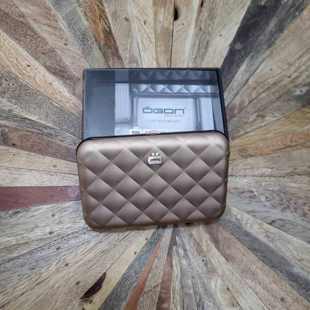 ÖGON QUILTED ALUMINIUM WALLET (ROSE GOLD), Women's Fashion, Bags ...