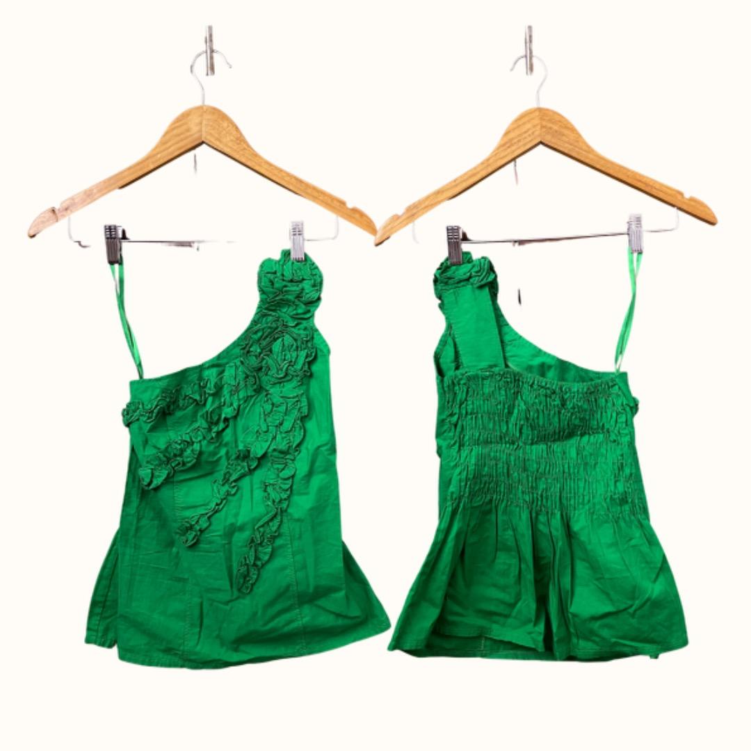 Green Floral Venus Cut Top, Women's Fashion, Tops, Sleeveless on Carousell