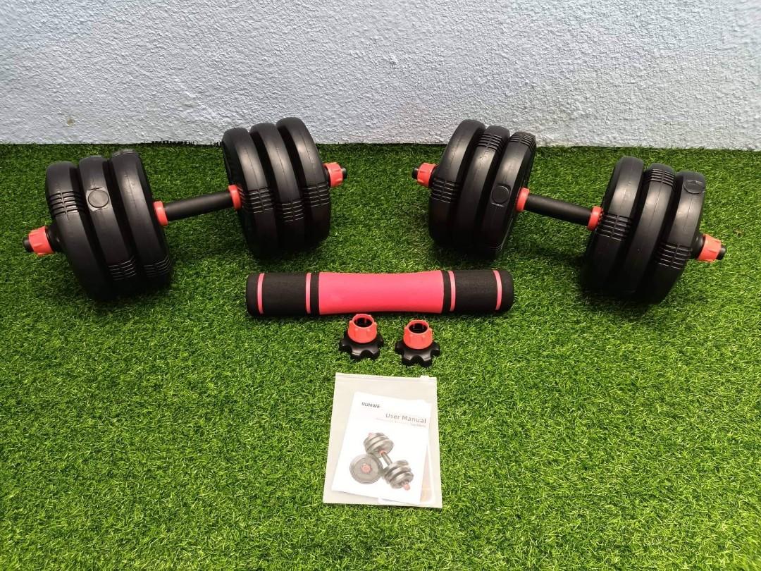 Heavy Duty RUNWE Honeycomb Adjustable from DUMBBELLS to BARBELL KIT (70 ...