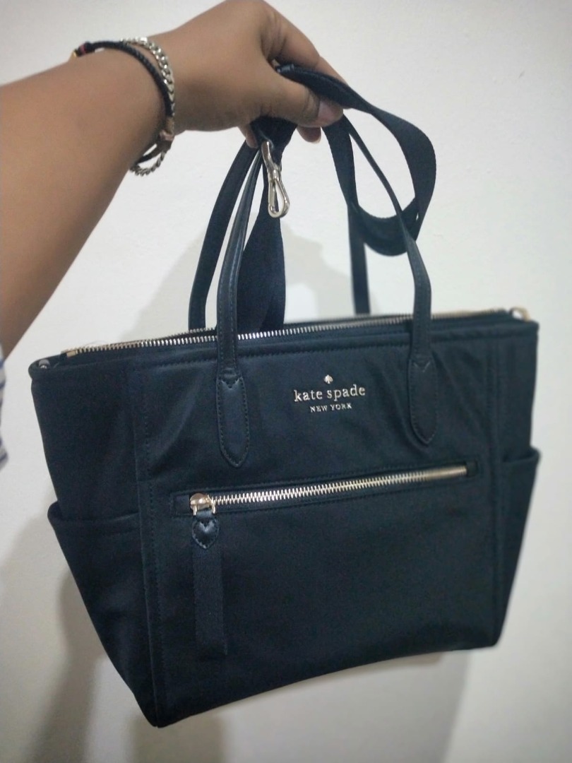 Kate Spade Chelsea Medium Satchel Black Nylon, Barang Mewah, Tas ...