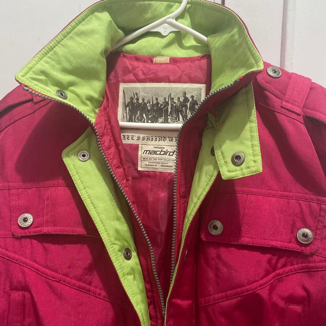 Macbird Pink and Neon Green Bomber Jacket, Women's Fashion, Coats ...