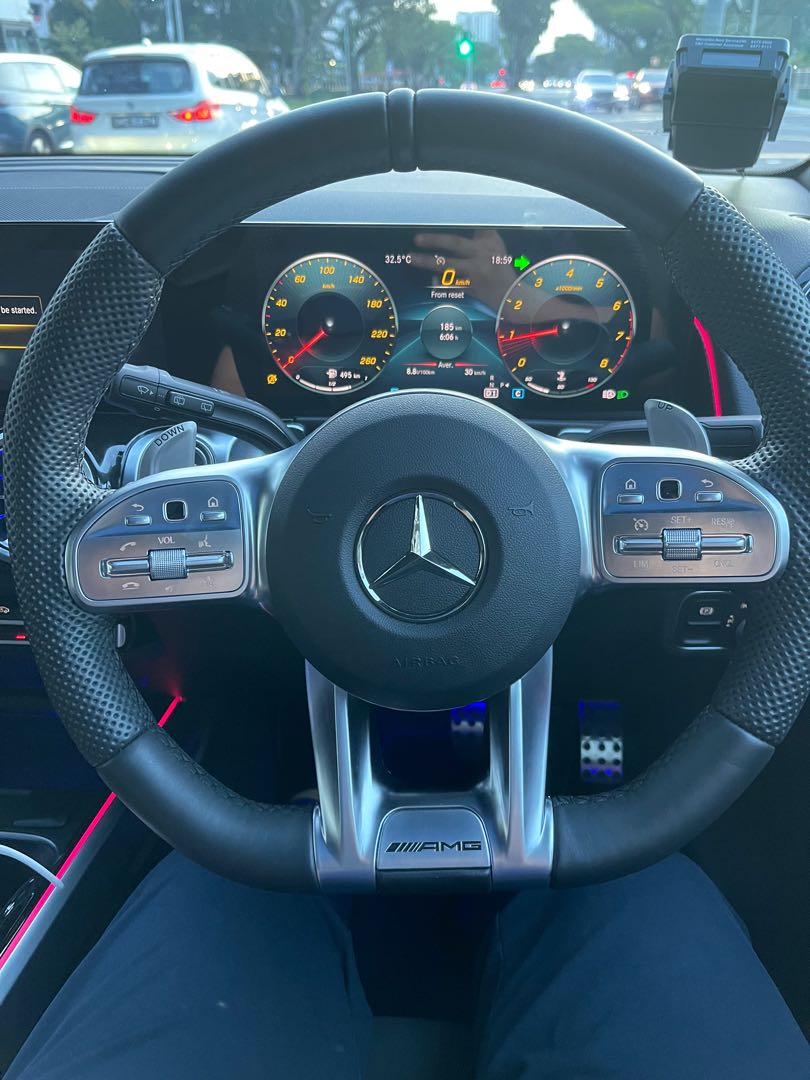 Mercedes AMG steering wheel with nappa leather and side perforated grip ...