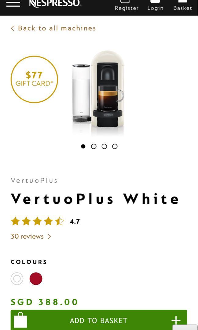 NESPRESSO VERTUO PLUS WHITE, TV & Home Appliances, Kitchen Appliances ...