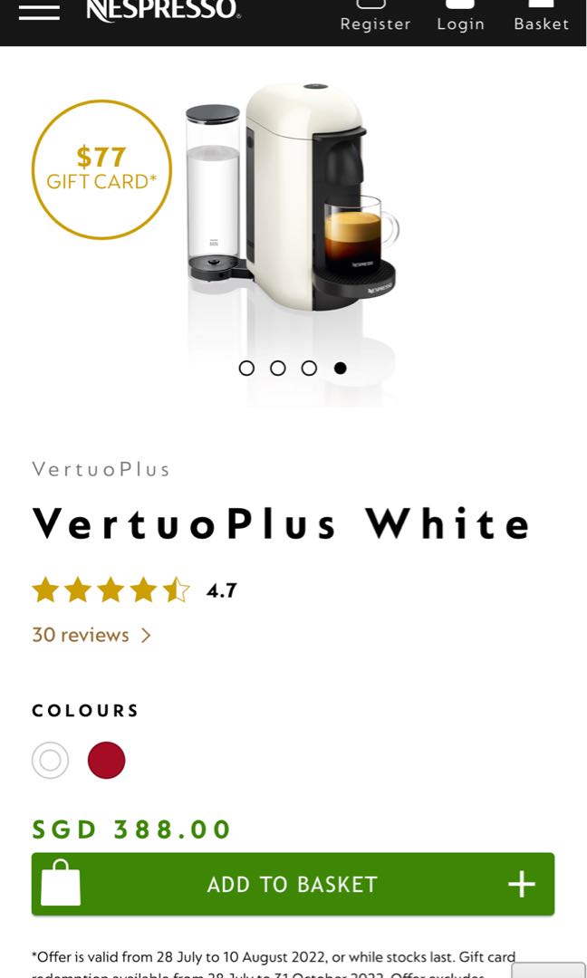 NESPRESSO VERTUO PLUS WHITE, TV & Home Appliances, Kitchen Appliances ...