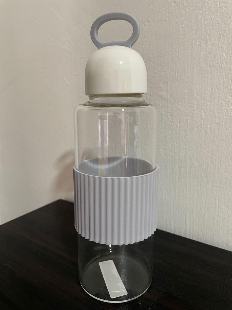 NEW - Miniso Glass Water Bottle 420 ml ( Grey ), Furniture & Home ...