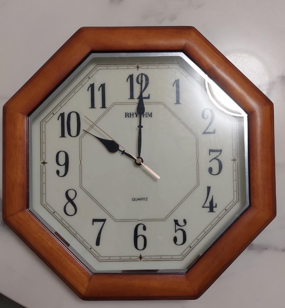 Octagon Shaped Analog Clock, Furniture & Home Living, Home Decor ...