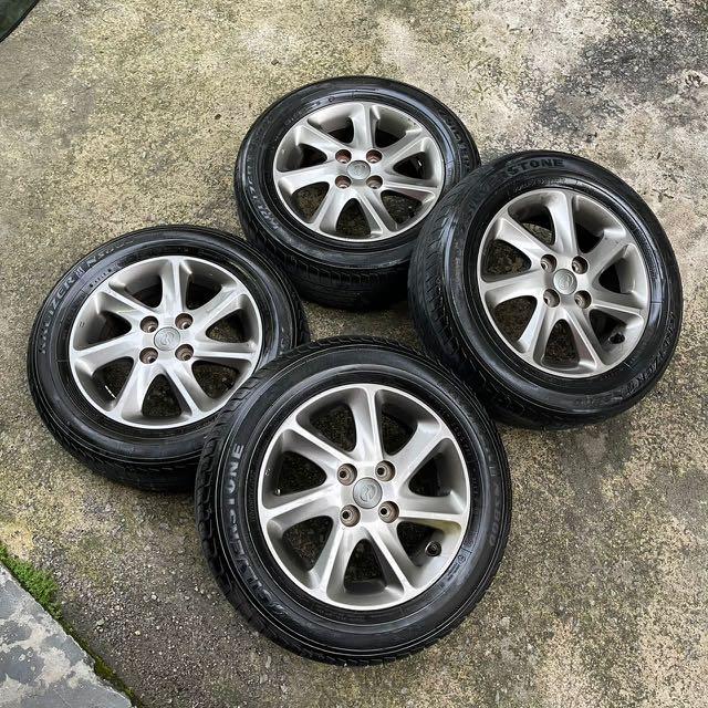 original myvi se 14 inch sports rim tyre 70%, Auto Accessories on Carousell