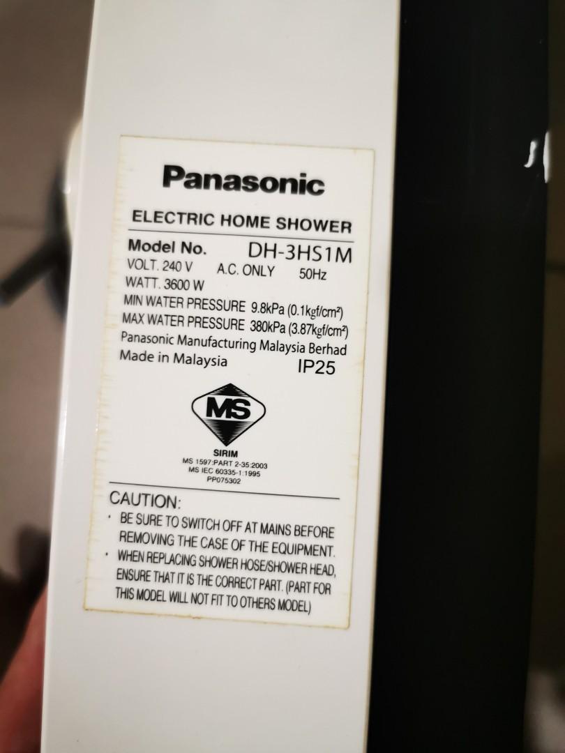 Panasonic DH-3HS1M ELB water heater (ELCB protection), TV & Home ...