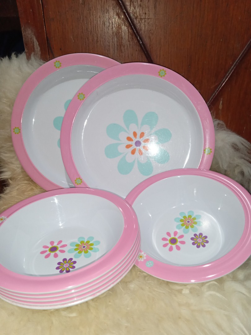 Pink floral melamine ware, Furniture & Home Living, Kitchenware ...