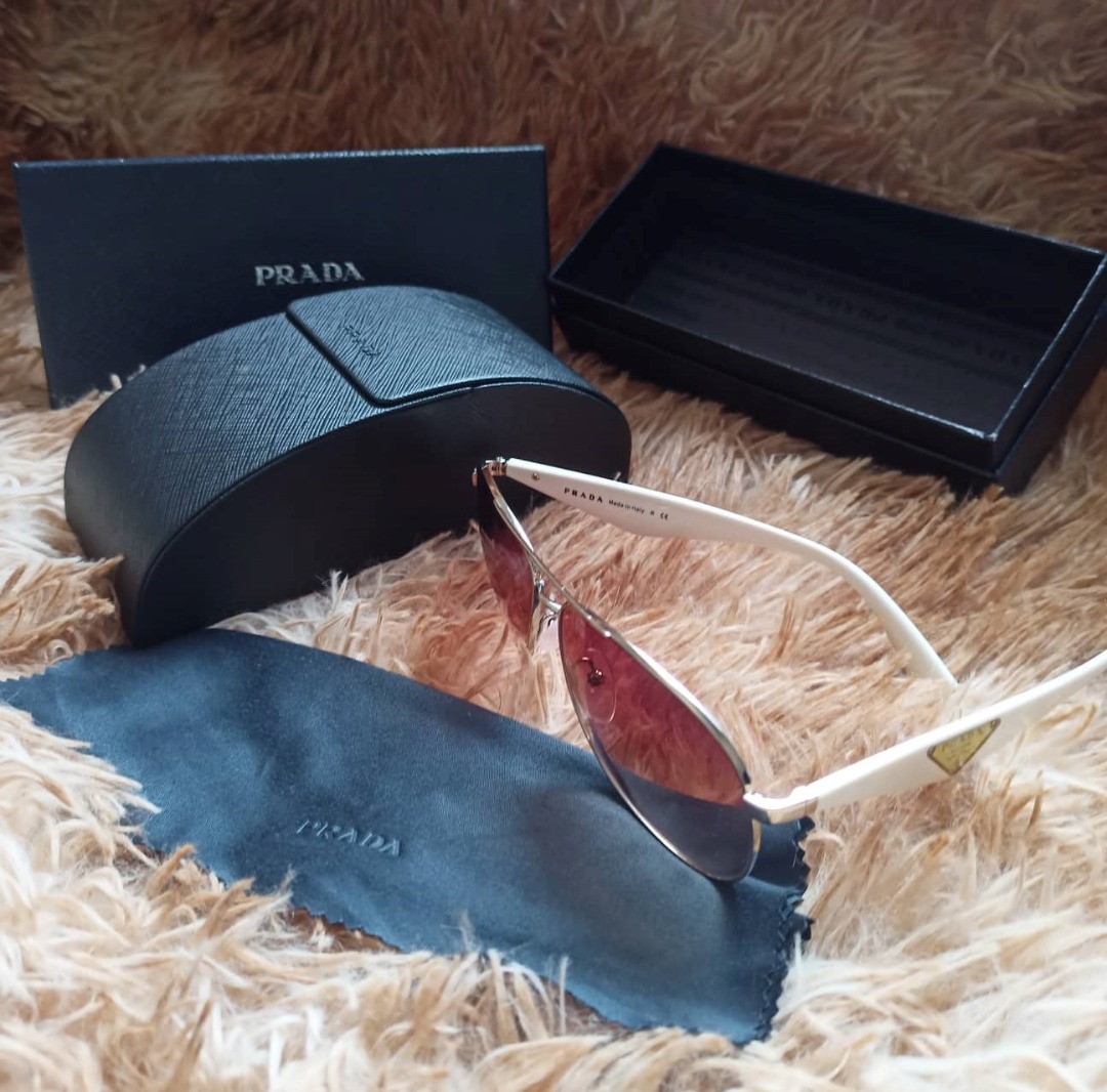 Authentic Prada Triangle Logo White, Luxury, Accessories on Carousell