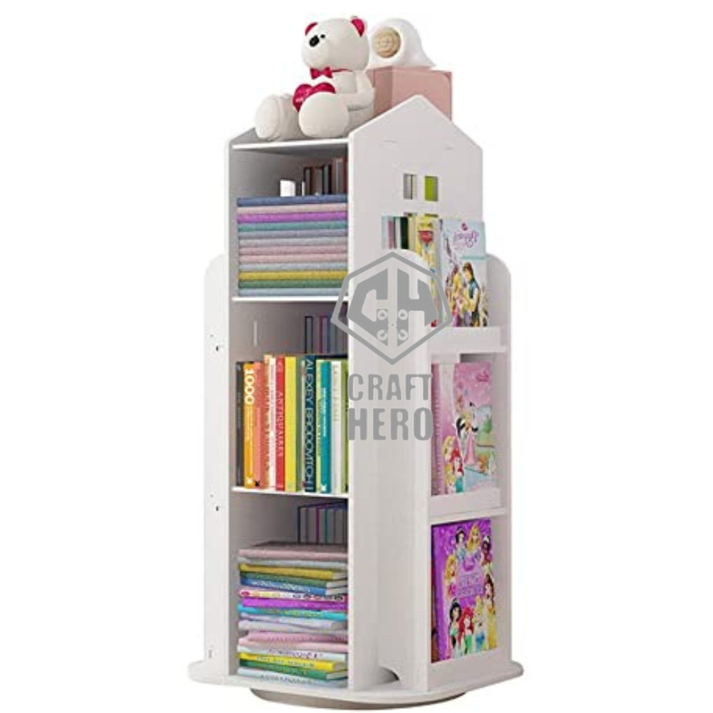 Rotating Children Kids Wooden Bookshelf Bookcase, Furniture & Home ...