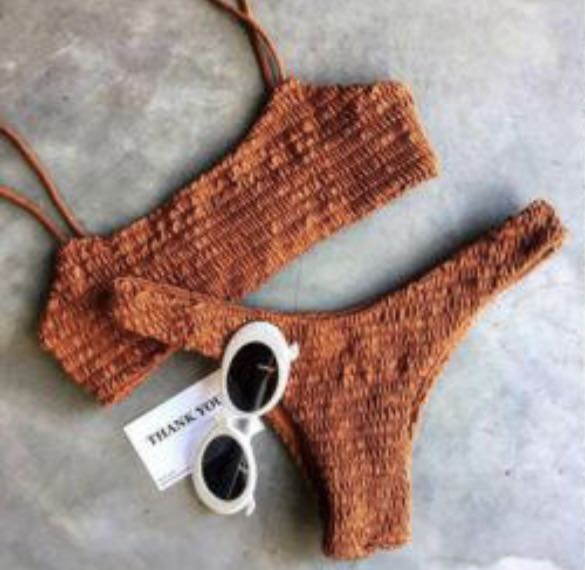 Rust Ruched Bikini, Women's Fashion, Swimwear, Bikinis & Swimsuits on ...