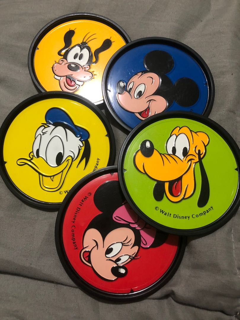 Vintage disney character set embossed head figures collectible coasters ...