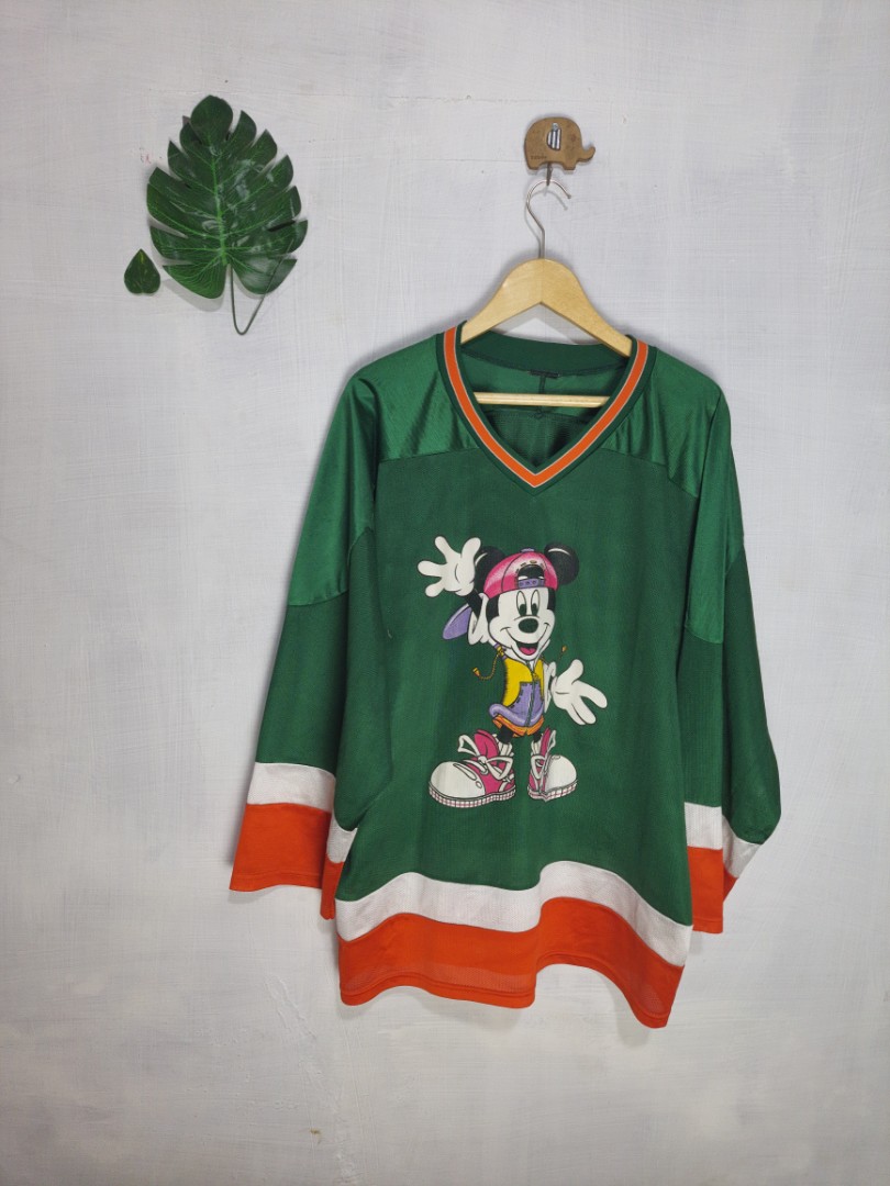 Vintage Mickey Mouse Hockey Jersey Original, Fesyen Pria, Pakaian ...