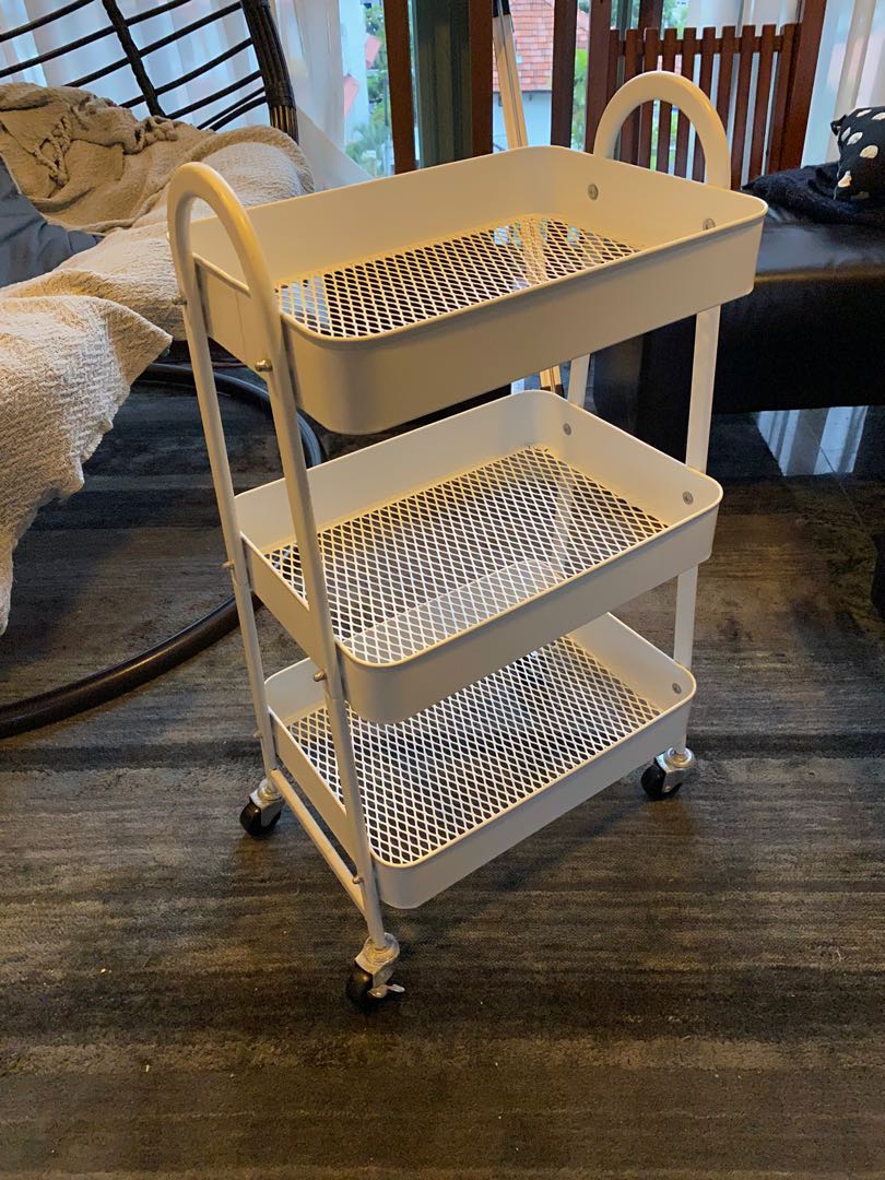 White Steel Rack, Furniture & Home Living, Furniture, Shelves, Cabinets ...