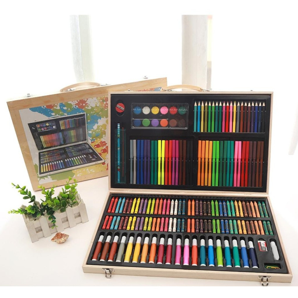 180 pcs Kids Drawing Art Set Painting Pen Colour Pencils with classic ...