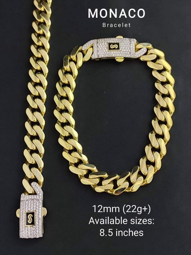 18k MONACO GOLD BRACELET UNISEX, Women's Fashion, Jewelry & Organizers ...
