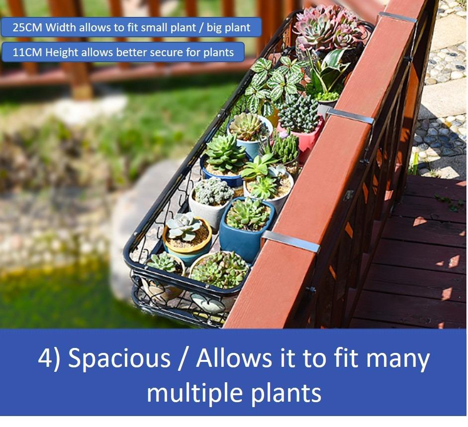 Adjustable Stainless Steel Rack Balcony Railing Flower Rack Hanging ...