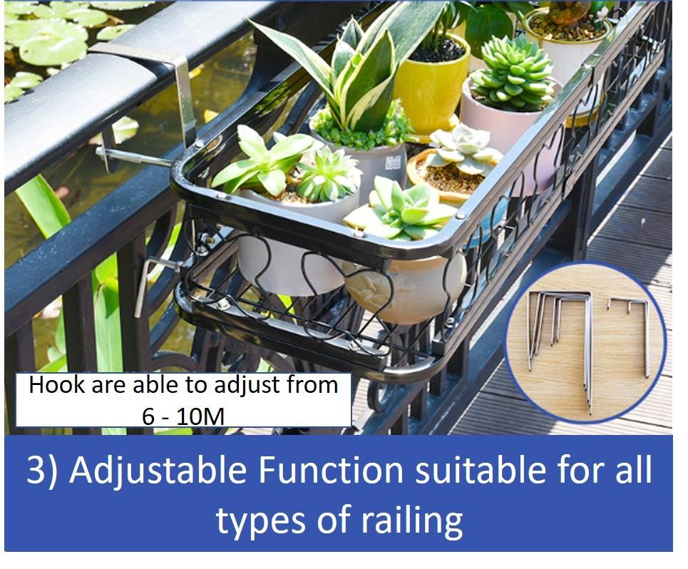 Adjustable Stainless Steel Rack Balcony Railing Flower Rack Hanging ...