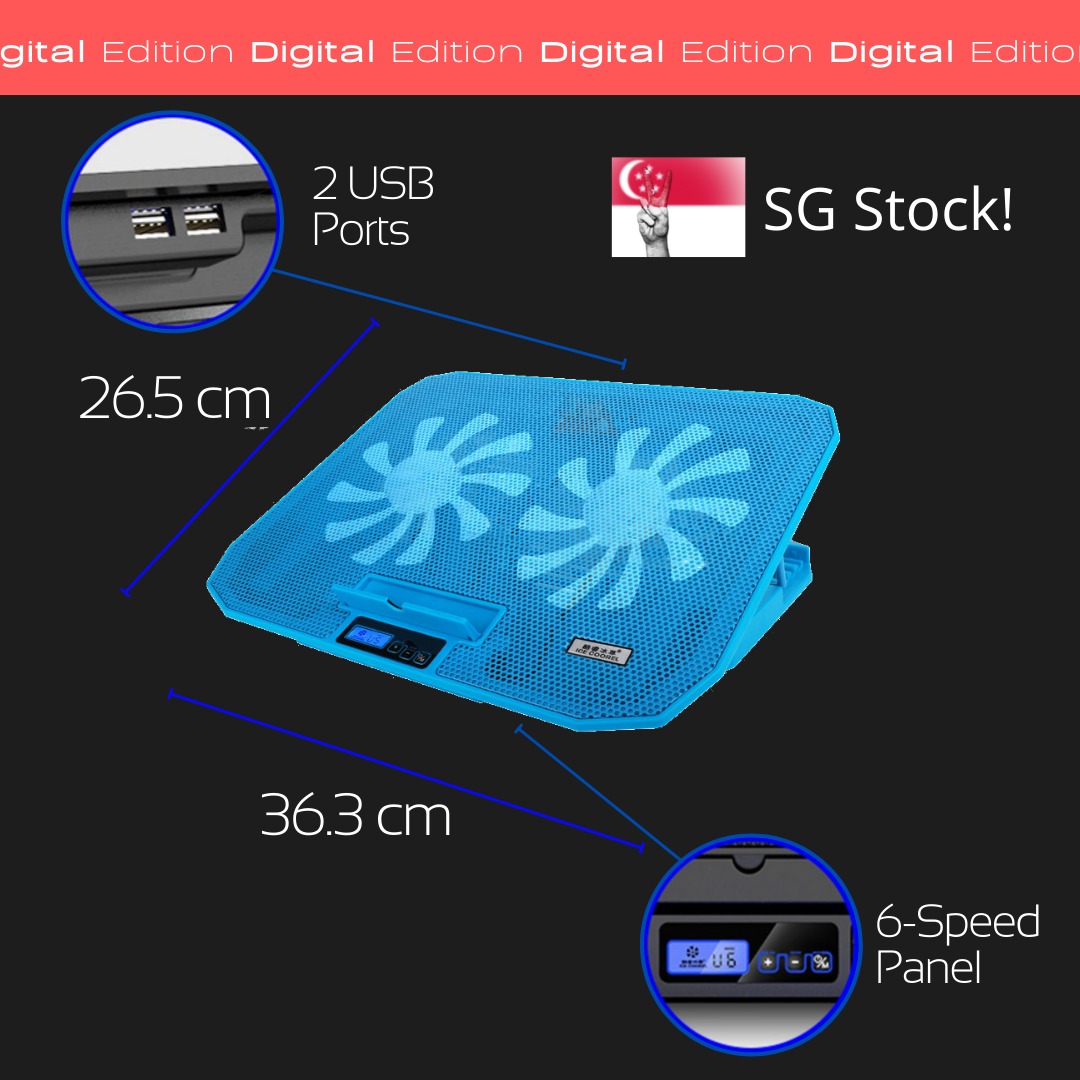 Aqua Blue Laptop Cooler Stand - USB and 6-Fan Speed, Computers & Tech ...