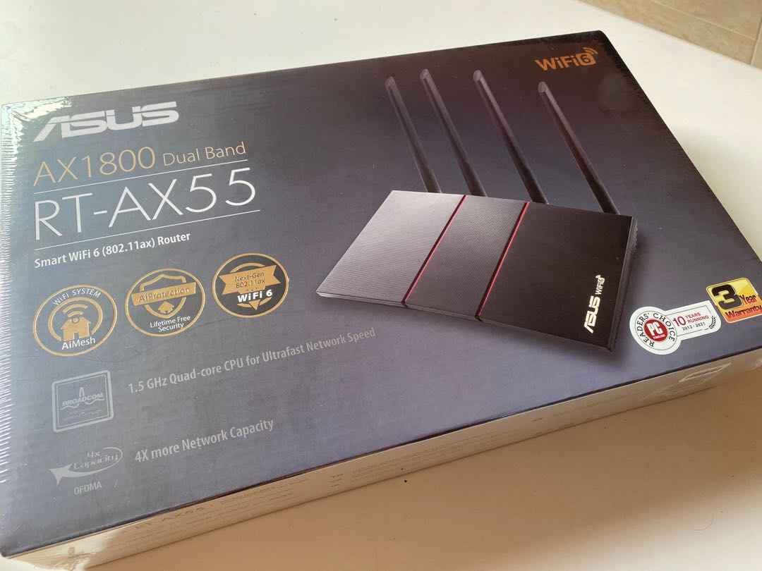 ASUS AX1800 Dual Band RT-AX55 Smart Wifi 6 Router, Computers & Tech ...