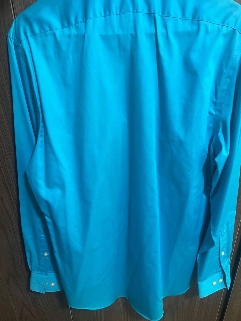 Azure Blue Shirt, Men's Fashion, Tops & Sets, Formal Shirts on Carousell
