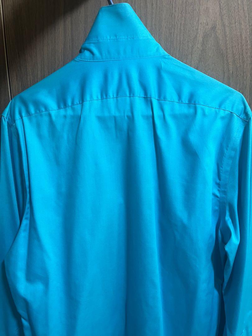 Azure Blue Shirt, Men's Fashion, Tops & Sets, Formal Shirts on Carousell