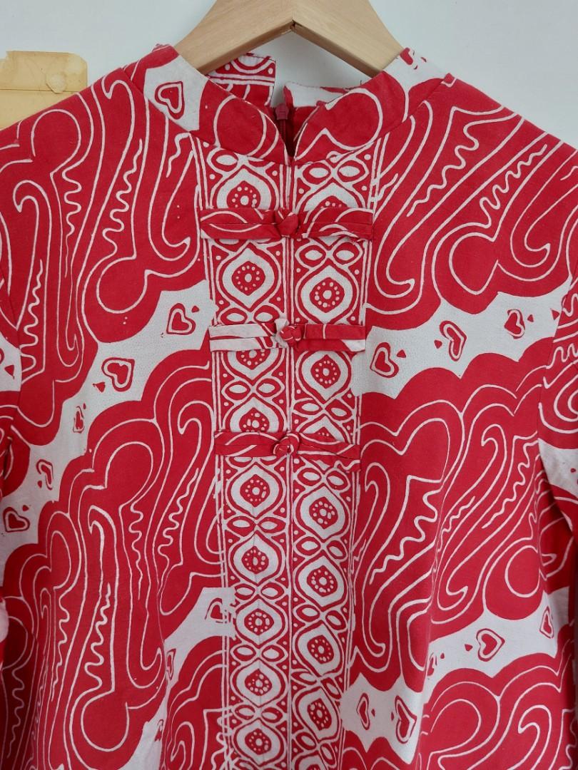 Batik Modern Merah Putih, Fesyen Wanita, Pakaian Wanita, Atasan di ...