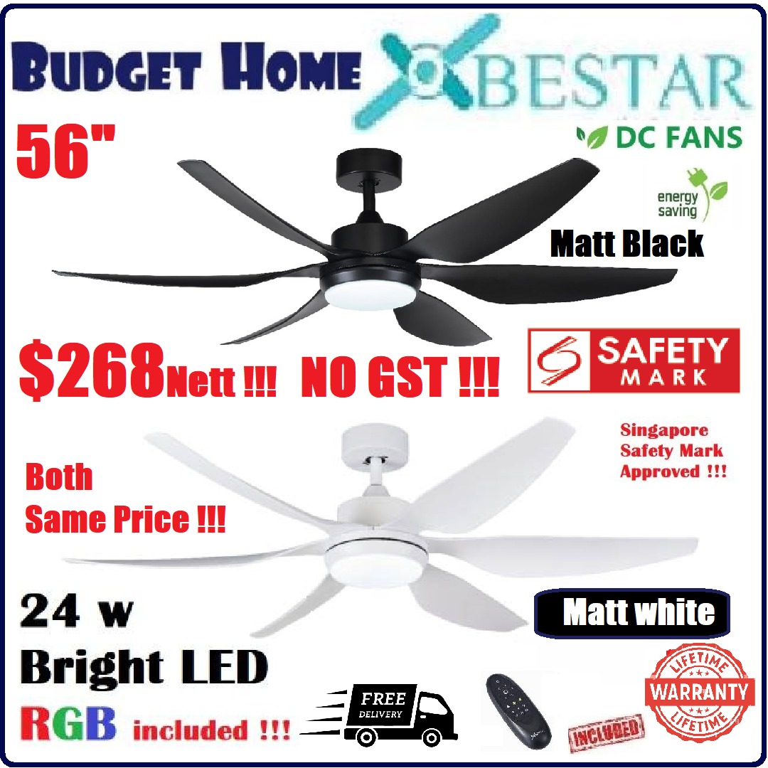 Bestar Hali DC Motor Ceiling Fan with LED Light tri tone, Furniture ...