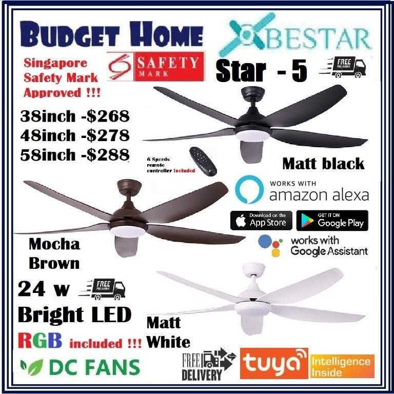 Smart Dc motor ceiling fan with led and remote / Bestar Star 5 ...