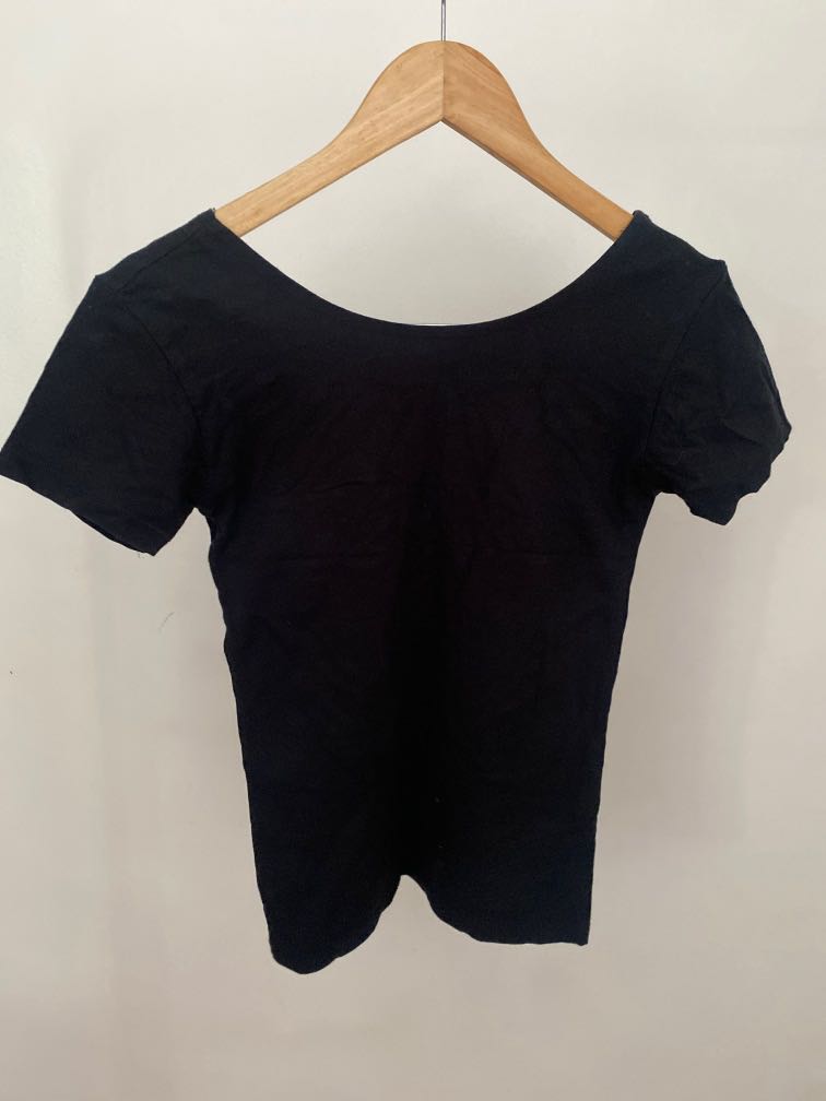 Black Top Low Back - Stretchable, Women's Fashion, Tops, Blouses on ...