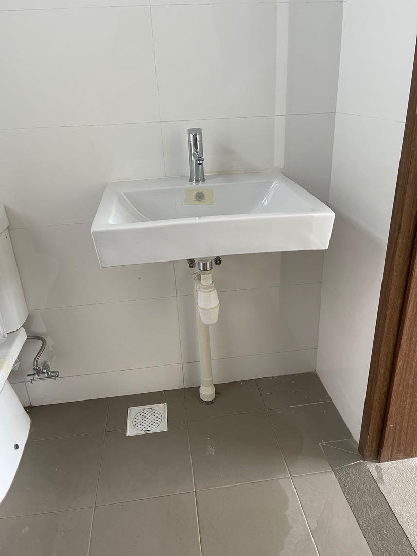 Brand new BTO HDB basin and tap, Furniture & Home Living, Bathroom ...