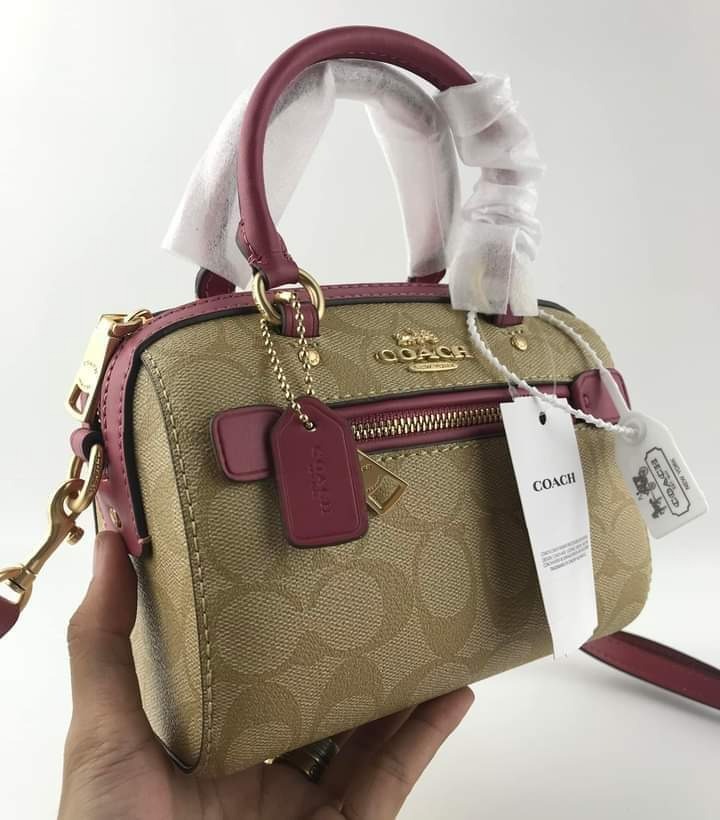 COACH Micro Rowan mono maroon 5.5" (L) x 4" (H) x 3 1/4" (W), Women's ...