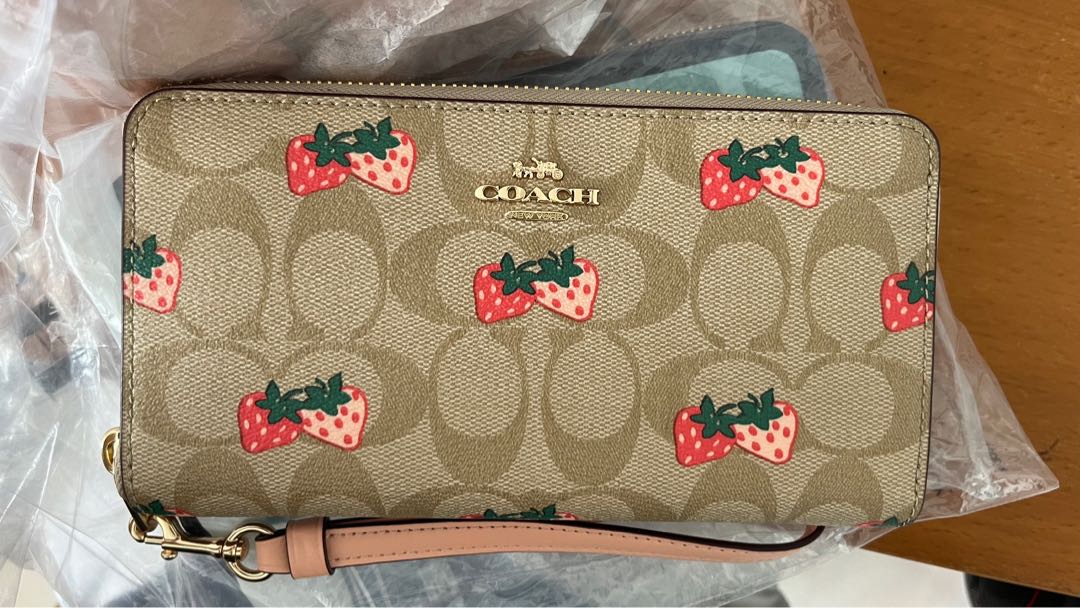 Limited Edition Coach Signature Zip Around Long Wallet with Strawberry ...